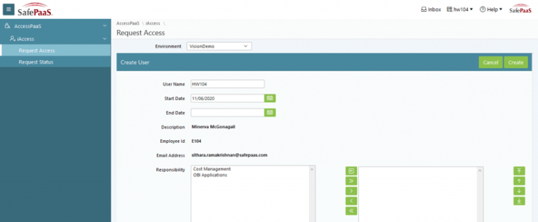 Top Feature Self-service access request iAccess™ - SafePaaS